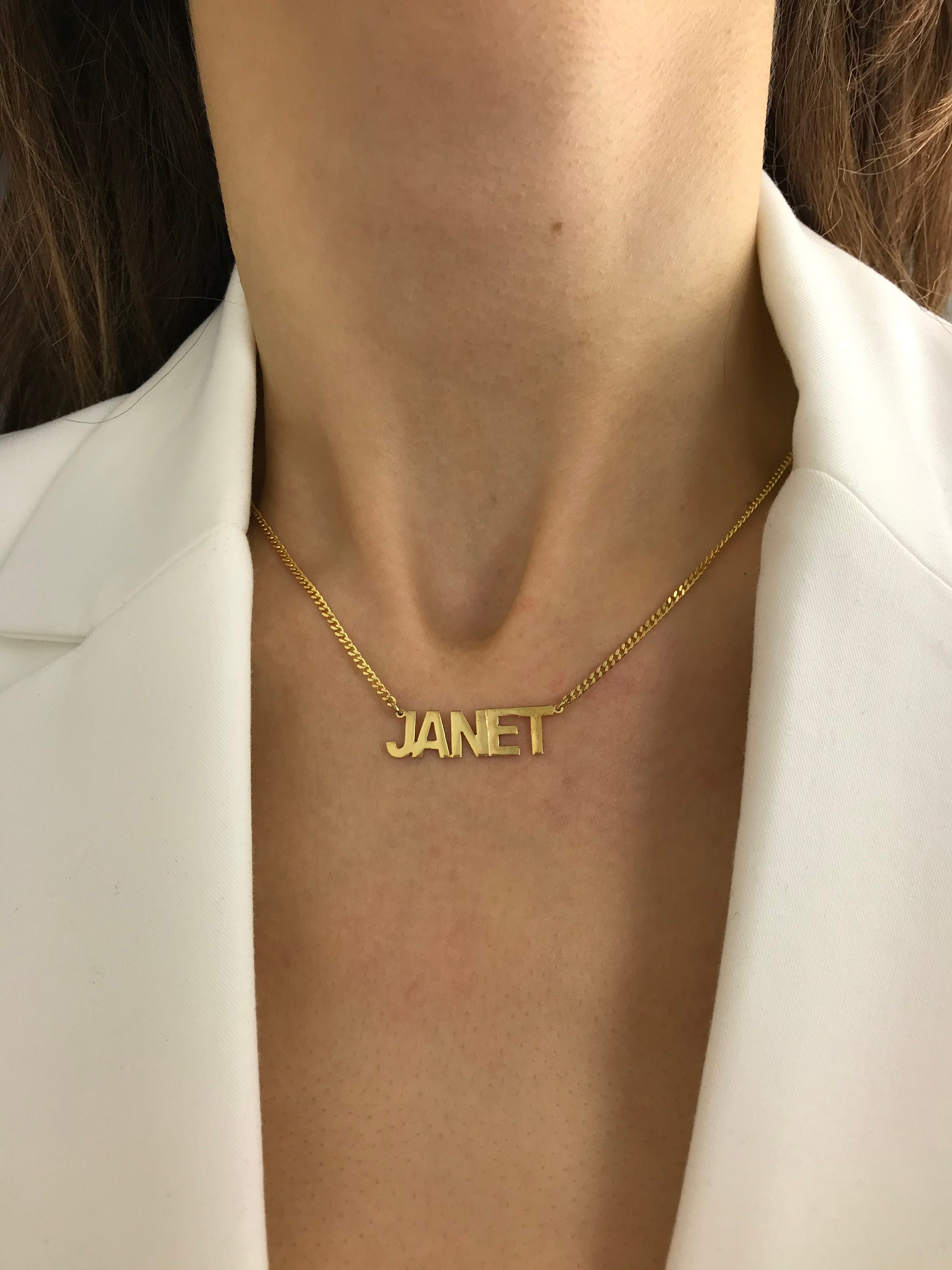 Modern Gold Name Necklace Curb Chain Necklace Dainty Name Necklace ...