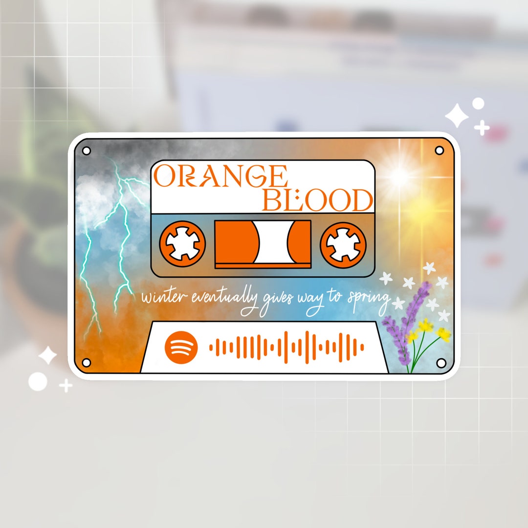 Enhypen orange Blood Inspired Cassette Sticker With Spotify Code Bullet ...