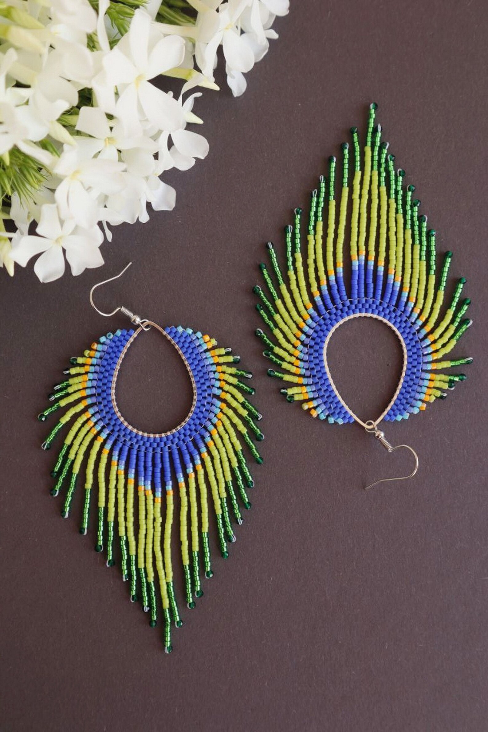 Peacock Feather Earrings Parrot Earrings Peacock Earrings - Etsy