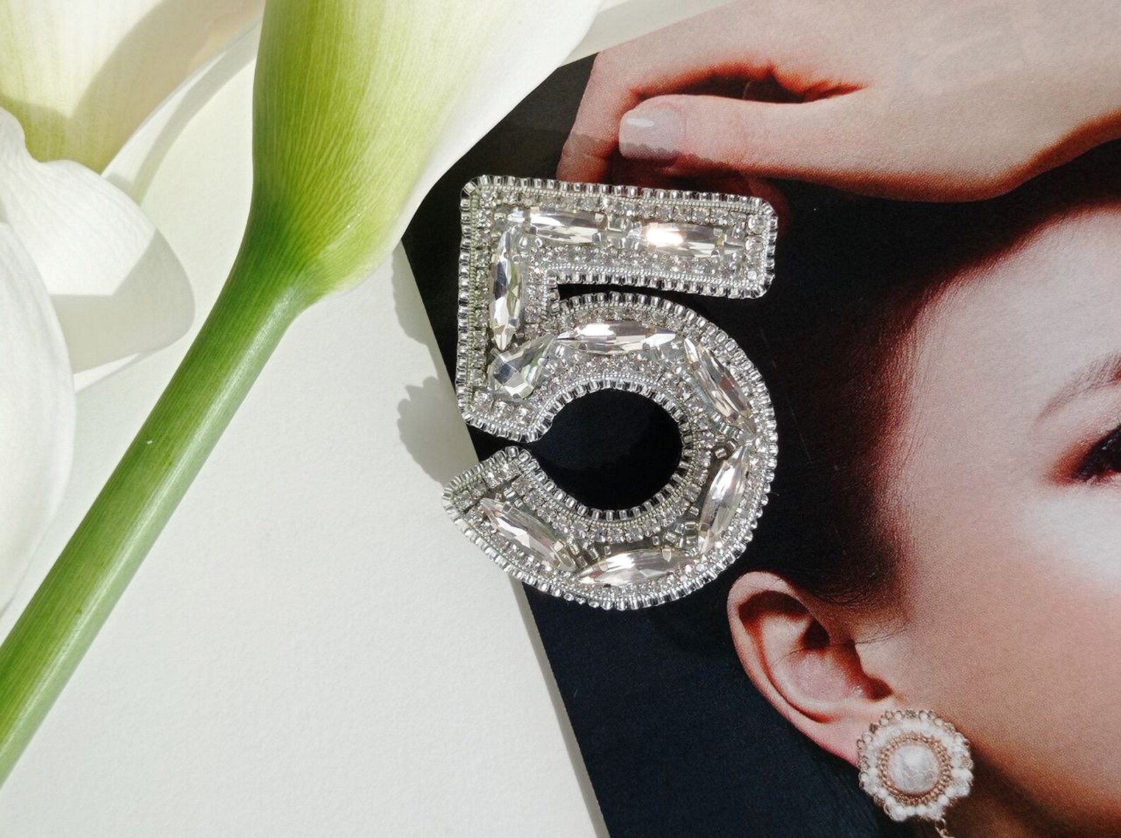 5th Anniversary Gift for Her Number 5 Brooch 50th Birthday - Etsy