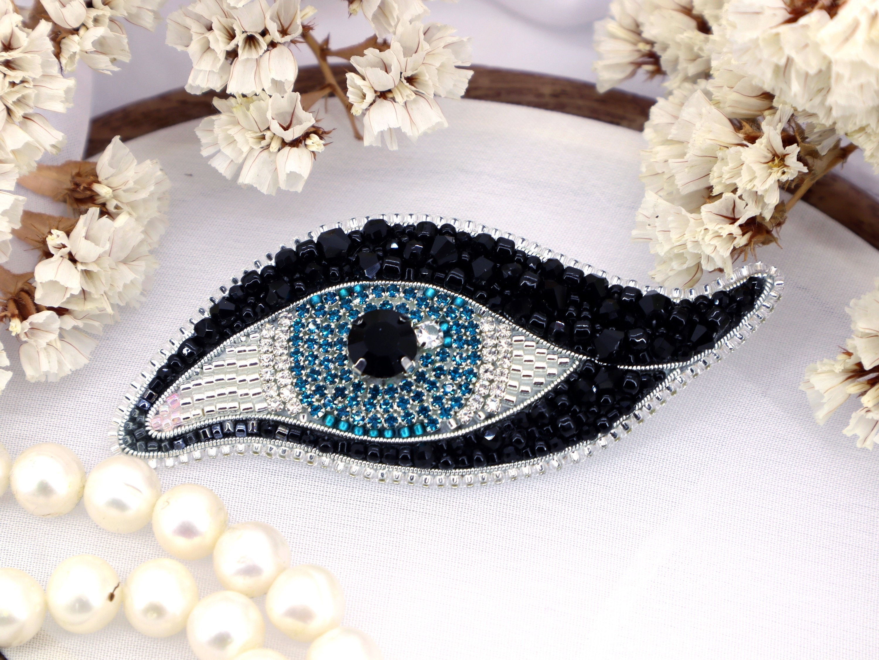 Evil Eye Brooch Illuminati Beaded Brooch All Seeing Eye Brooch ...
