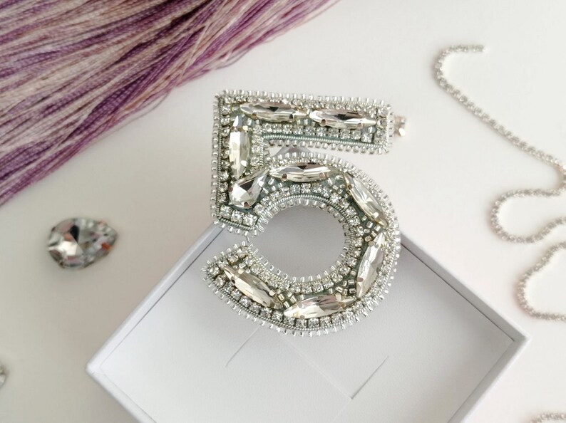 5th Anniversary Gift for Her Number 5 Brooch 50th Birthday - Etsy