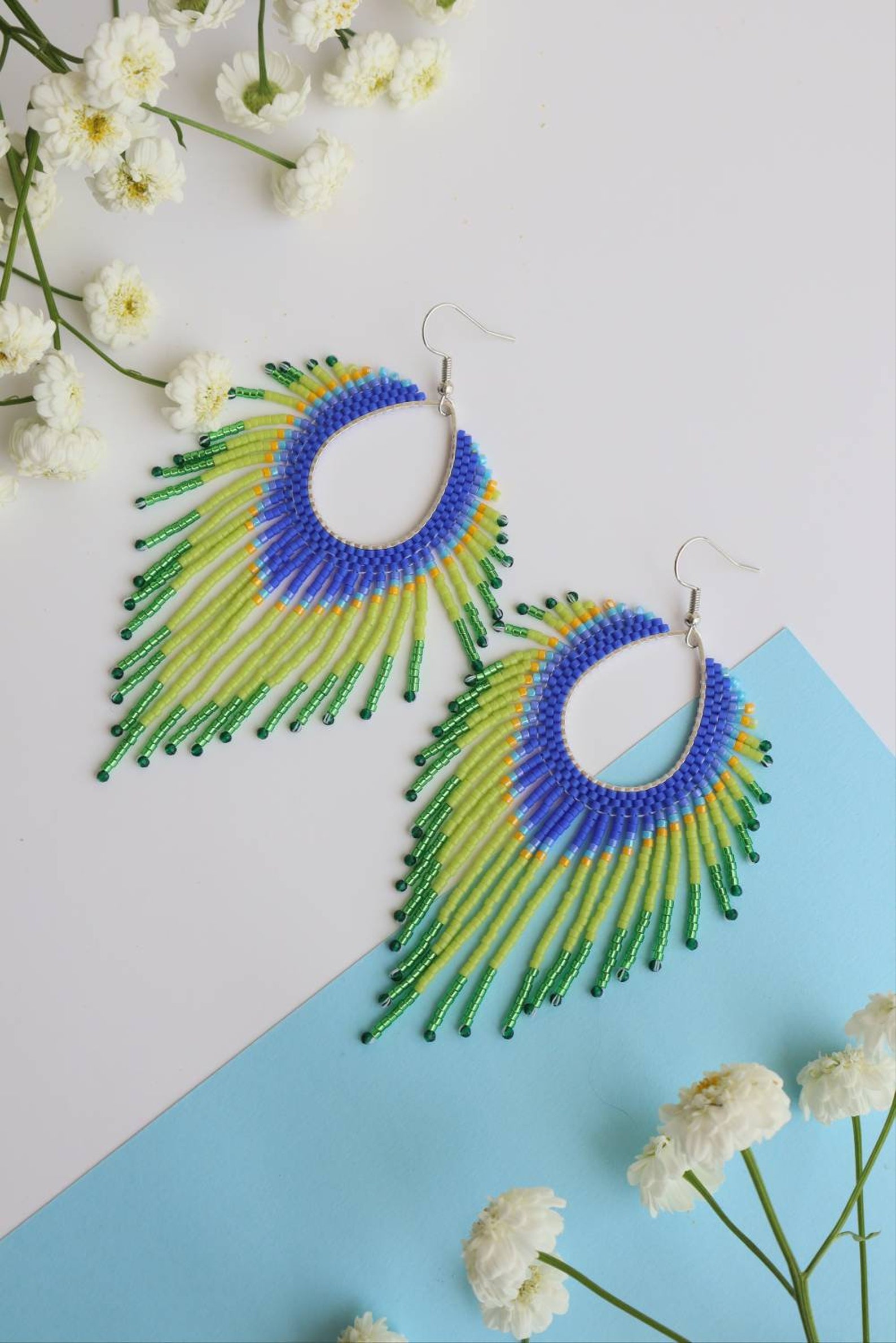 Peacock Feather Earrings Parrot Earrings Peacock Earrings - Etsy
