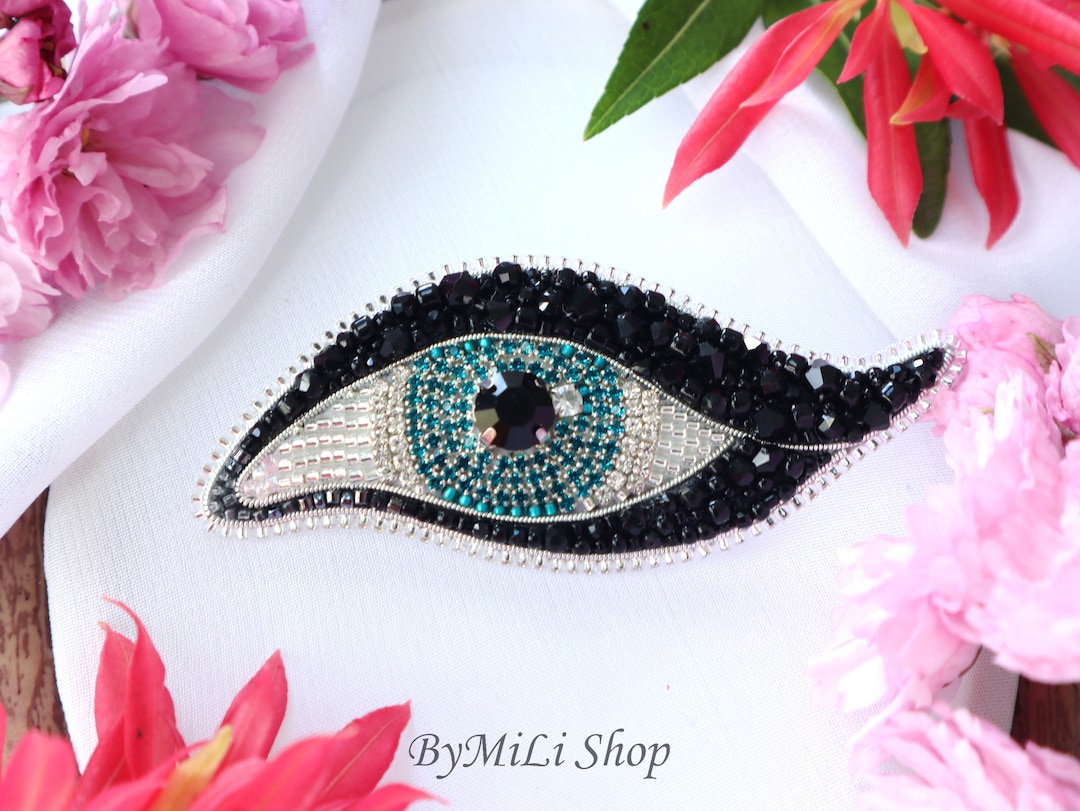 Evil Eye Brooch Illuminati Beaded Brooch All Seeing Eye Brooch ...