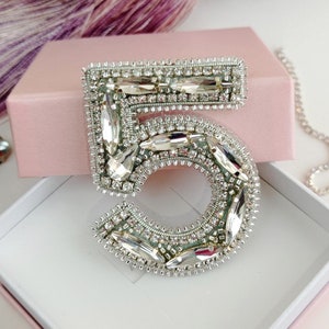 5th Anniversary Gift for Her Number 5 Brooch 50th Birthday Gift for ...