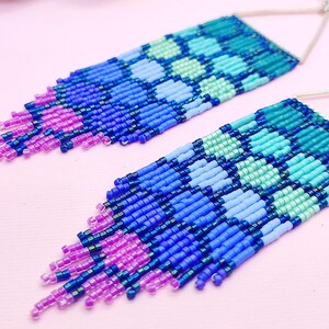 Mermaid Earrings Mint Green Earrings Dark Blue Earrings Lilac Earrings ...