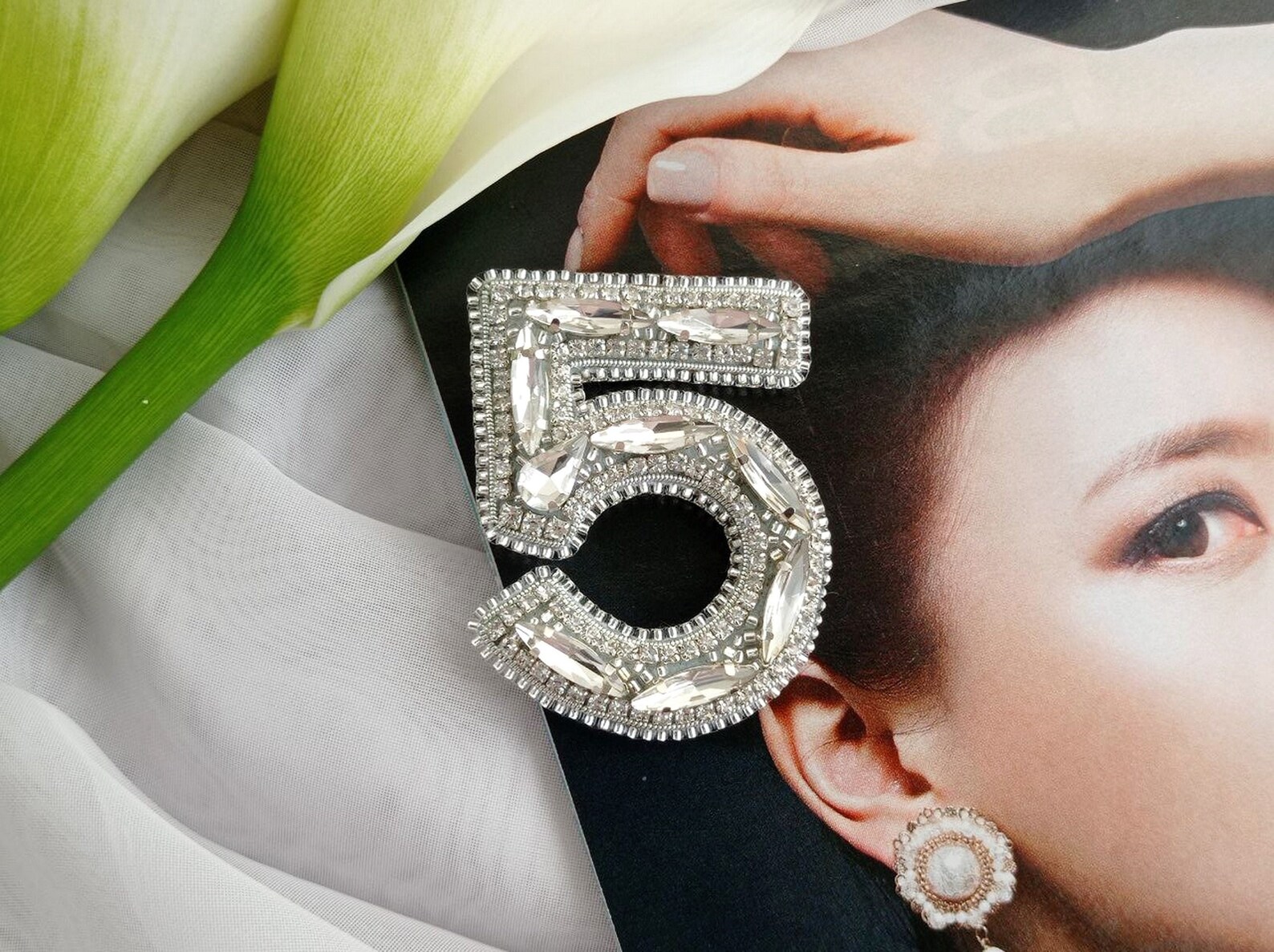 5th Anniversary Gift for Her Number 5 Brooch 50th Birthday - Etsy