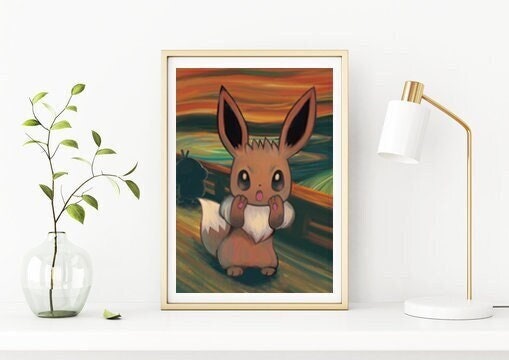 Pokémon Edvard Munch Print Eevee Edition Pokémon Artwork - Etsy