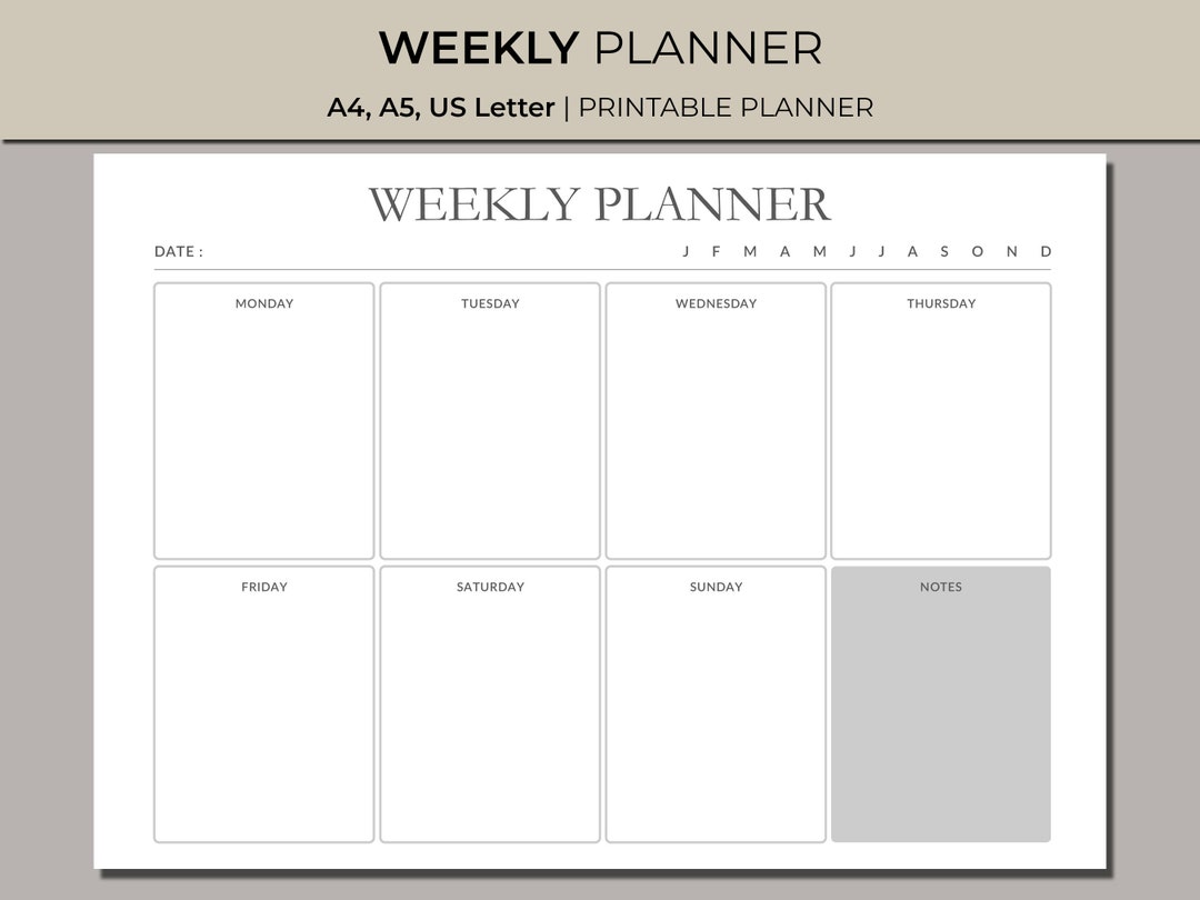 Minimalist Weekly Planner Printable to Do List, 24 Hour Weekly Planner ...