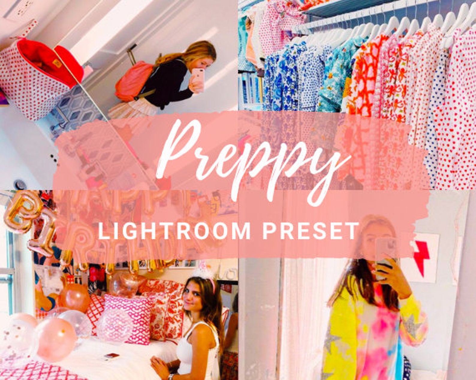 Preppy Preset Pack - 4 Preppy Lightroom Presets, Instagram Filters, Influencer Preset, Blogger ...