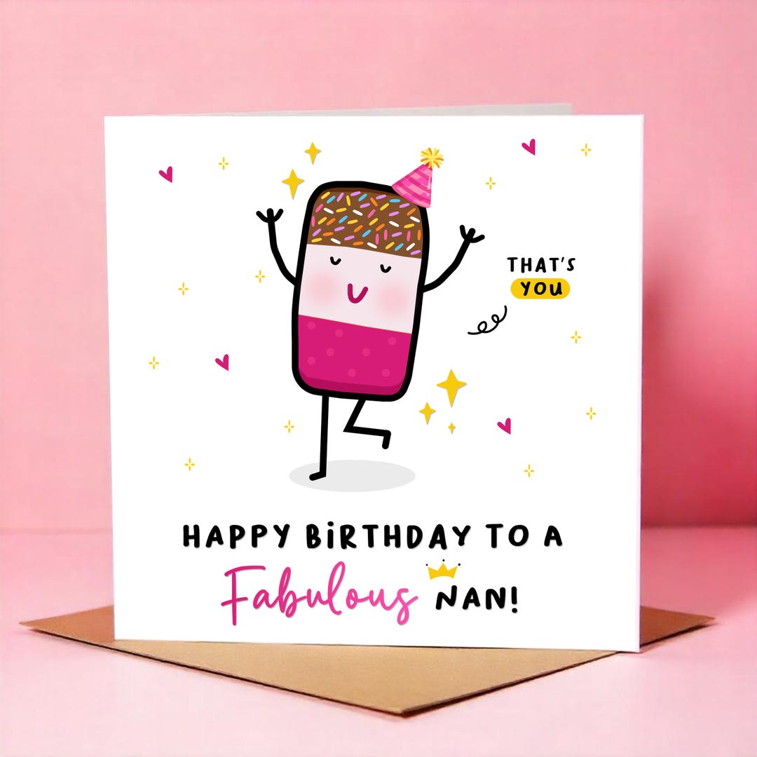 Fab Nan Birthday Card, Funny Nan Birthday Card, Happy Birthday to A ...