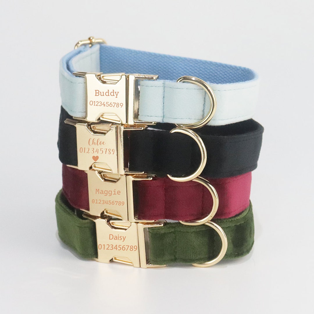 Personalized Multiple Color Dog Collar, Engraved Pet Name Puppy Collar ...
