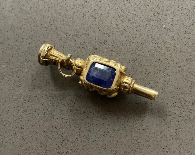 Antique Victorian Gold Cased Pocket Watch Key Winder Double Stone Blue ...