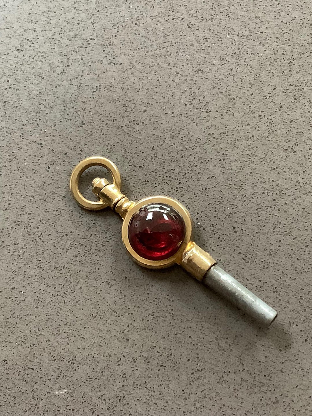 Antique Victorian RIV TD PIPE Pocket Watch Key Red Garnet Cabochon ...