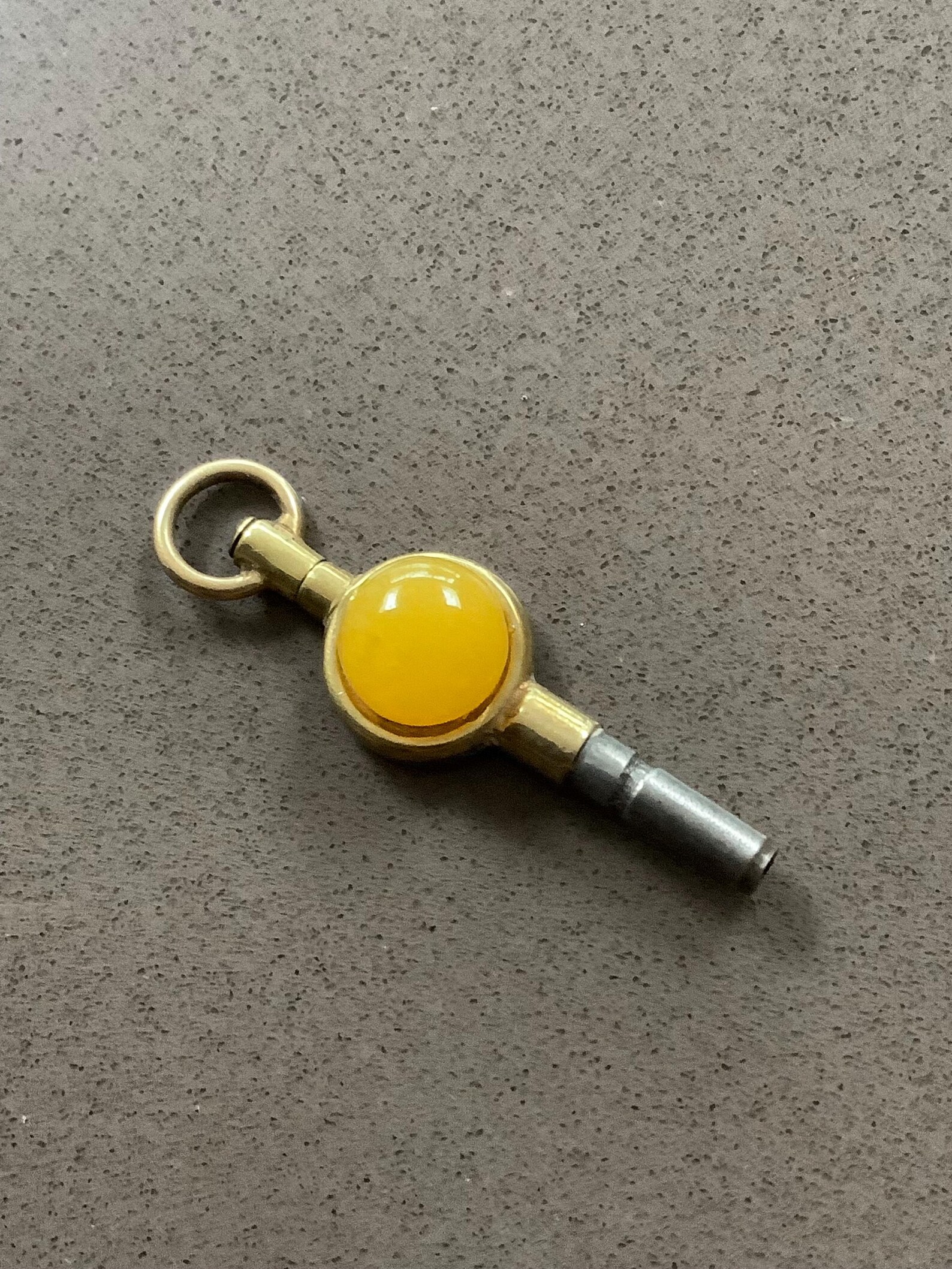 Antique Victorian Pocket Watch Key Yellow Jade Round Cabochon Swivel ...