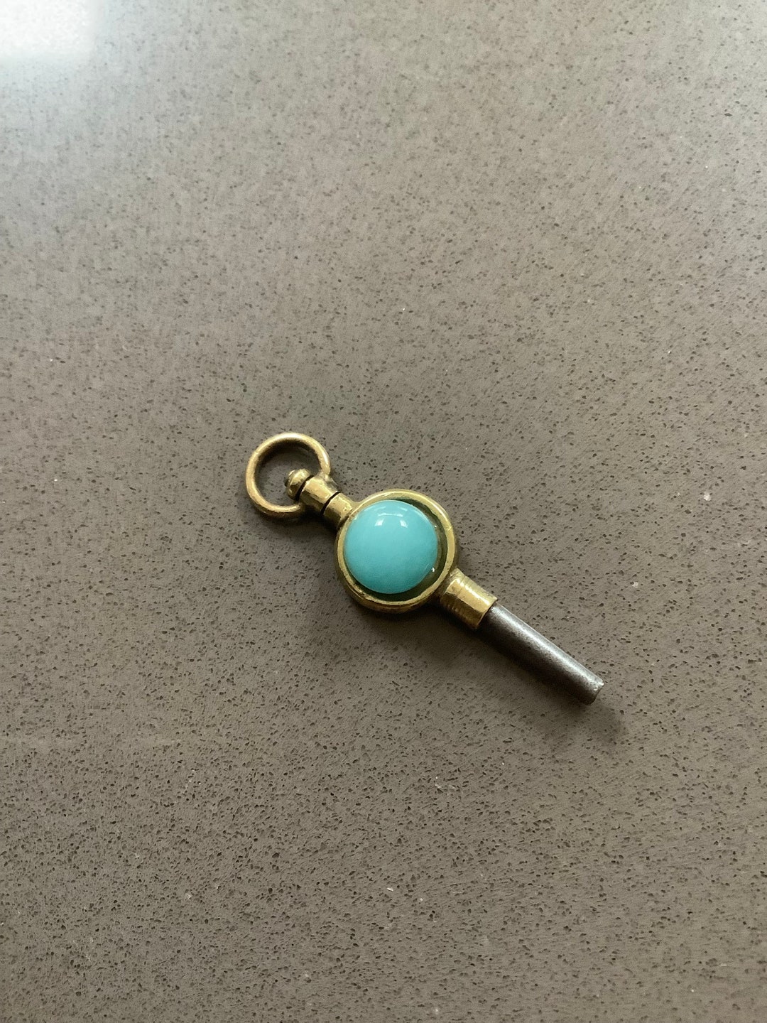 Antique Dainty Gold Tone Pocket Watch Key Winder With 7.5 Mm Turquoise ...