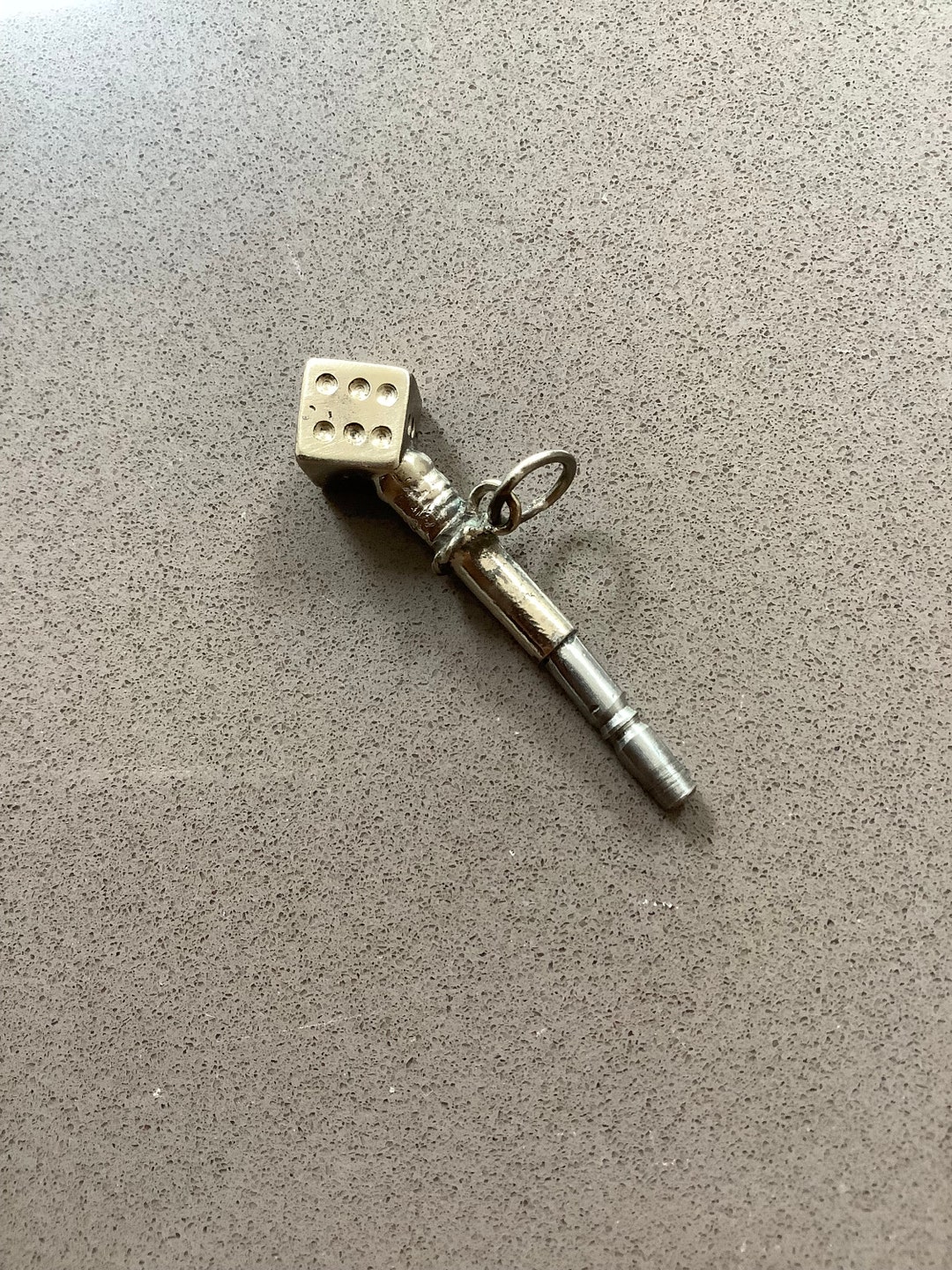 Antique Silver Tone Game Dice Cube Pocket Watch Key Winder Pendant Fob ...