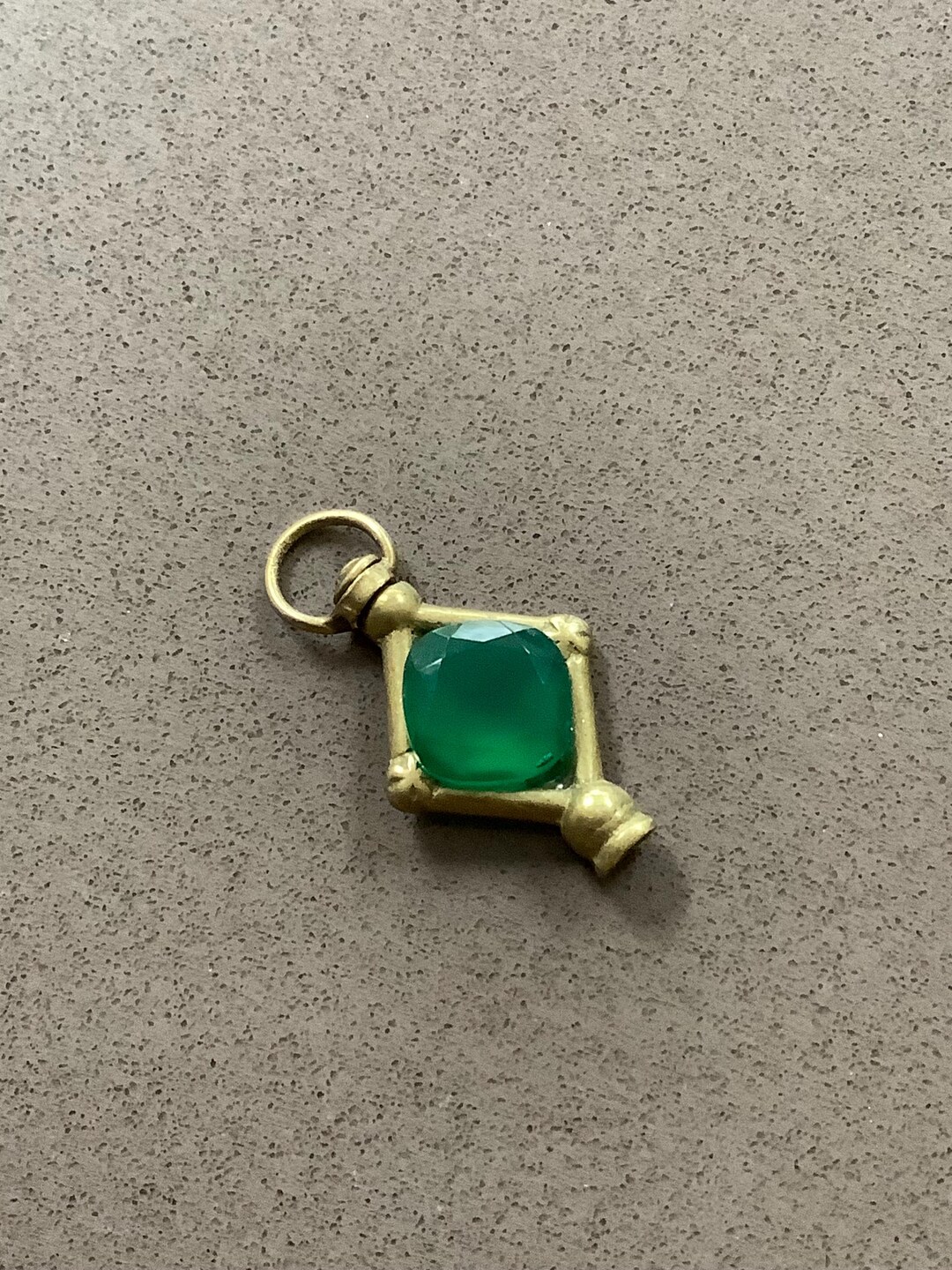 Antique Pocket Watch Key Natural Square Trapezoid Green Onyx Pendant ...