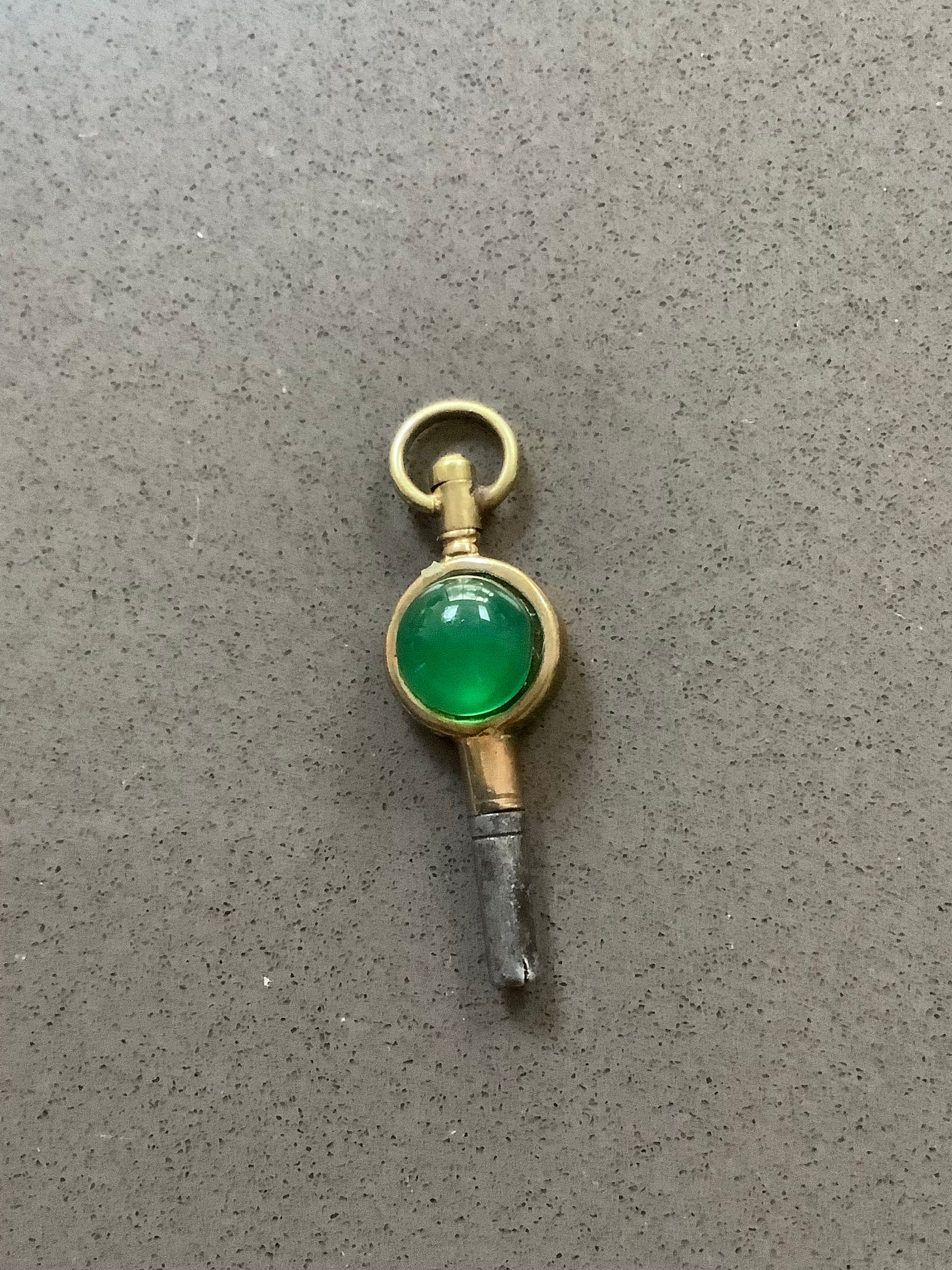 Antique Victorian Pocket Watch Key Winder 8 Mm Green Agate Cabochon ...