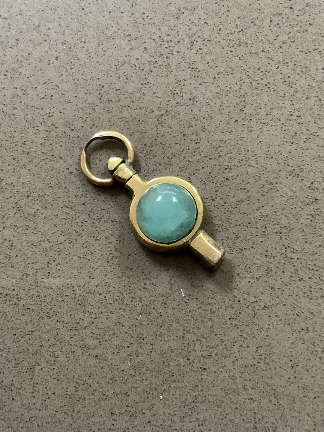 Antique Dainty Mini Pocket Watch Key Round Turquoise Blue Jade ...