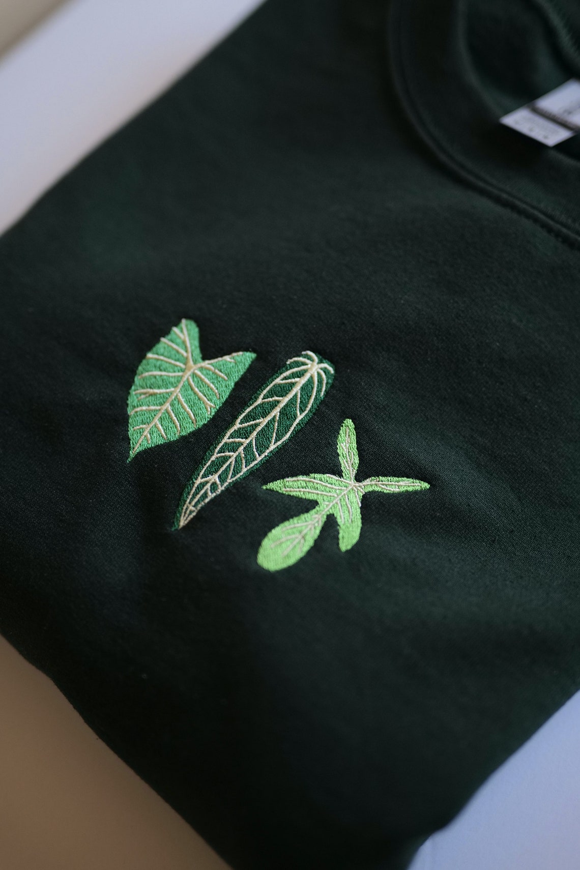 Plant Trio Leaf Sweatshirt Embroidered Crewneck Sweater - Etsy