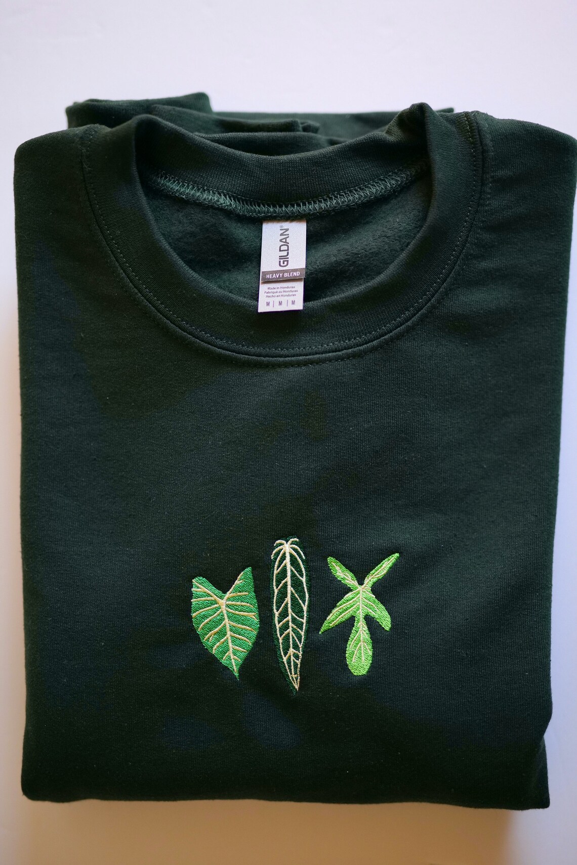Plant Trio Leaf Sweatshirt Embroidered Crewneck Sweater - Etsy