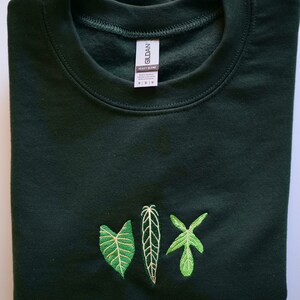 Plant Trio Leaf Sweatshirt Embroidered Crewneck Sweater - Etsy