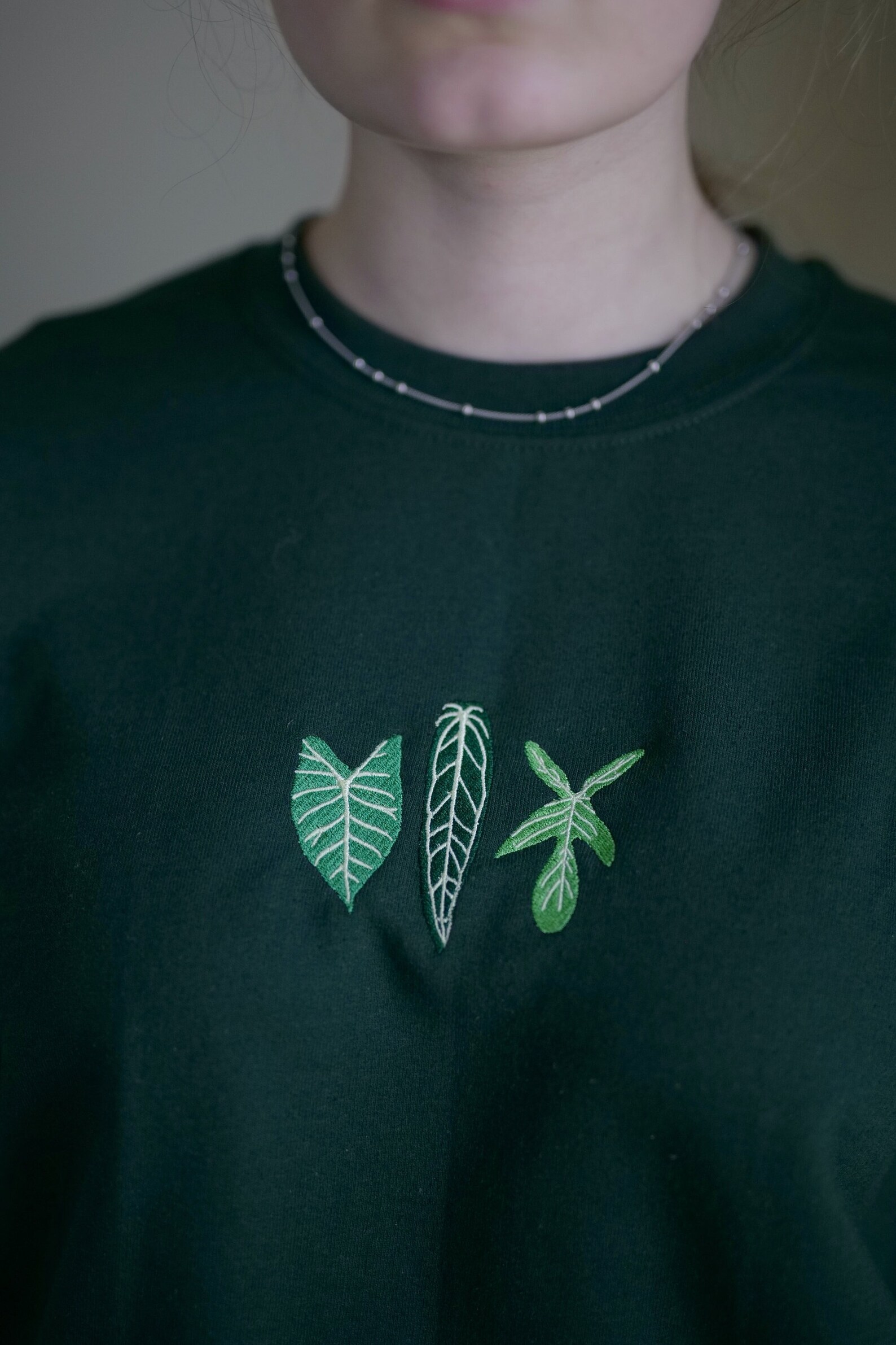 Plant Trio Leaf Sweatshirt Embroidered Crewneck Sweater | Etsy