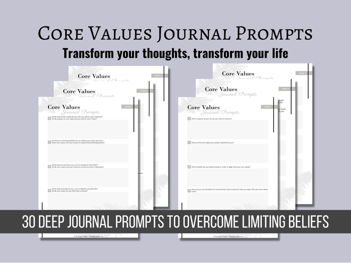 Personal Core Value Worksheets Instant Download Printable PDF - Etsy