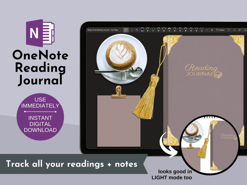 Onenote Digital Journal Onenote Reading Digital Journal Onenote Book ...