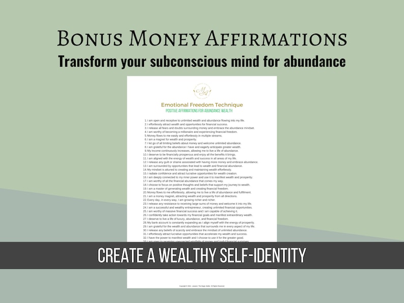 EFT Tapping Scripts Printable PDF Money Positive Affirmations Money ...