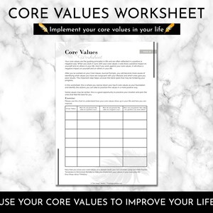Personal Core Value Worksheets Instant Download Printable PDF - Etsy