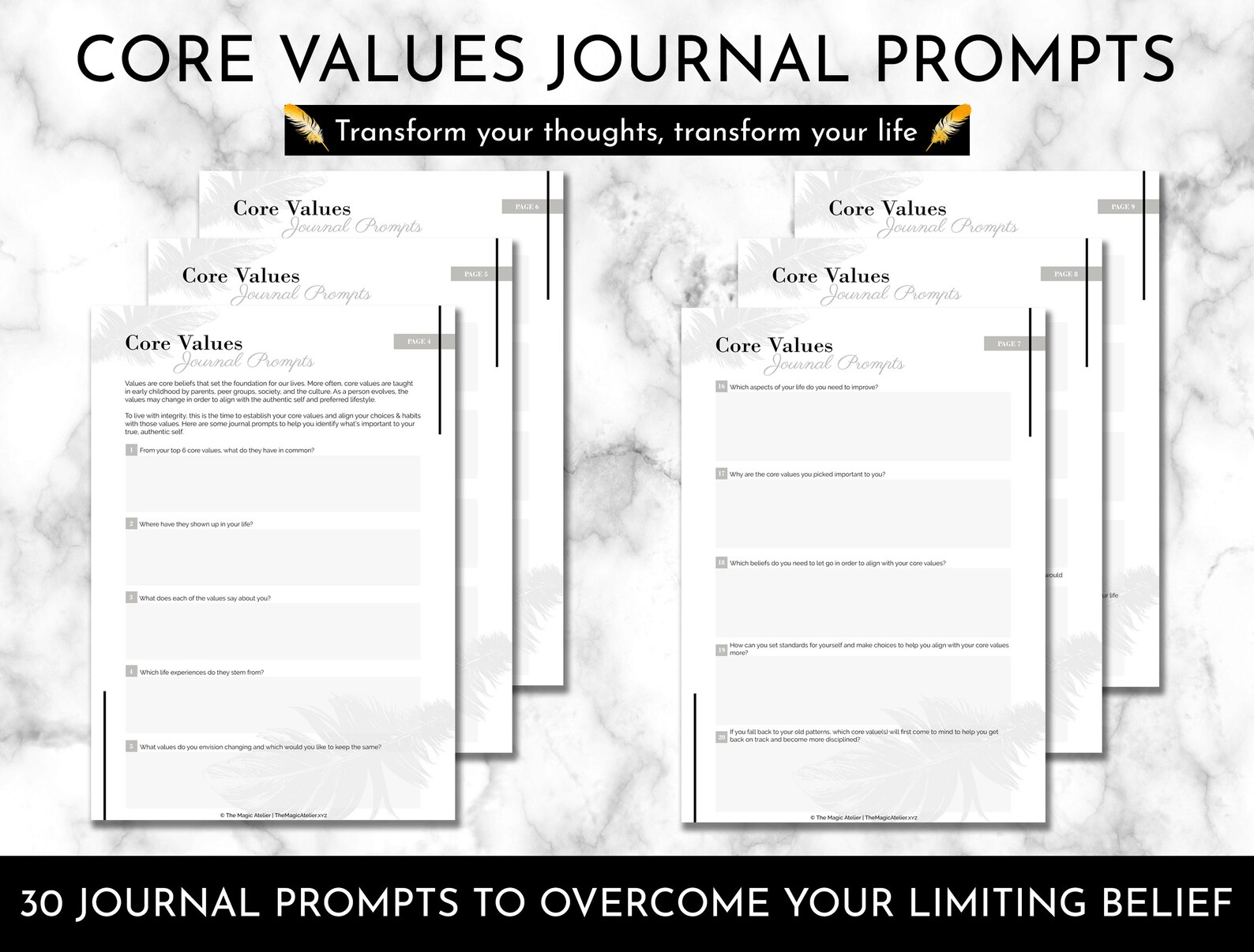 Personal Core Value Worksheets Instant Download Printable PDF - Etsy