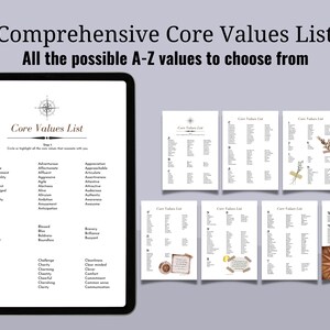 Personal Core Value Digital Workbook Core Values Worksheets Core Values ...