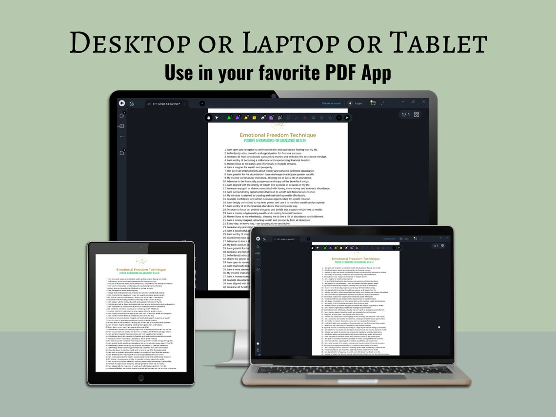 EFT Tapping Scripts Printable PDF Money Positive Affirmations Money ...
