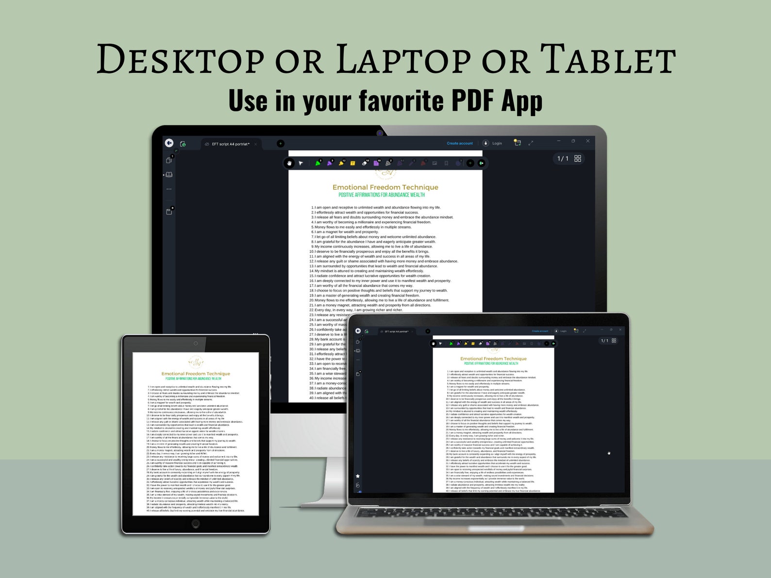 EFT Tapping Scripts Printable PDF Money Positive Affirmations Money ...