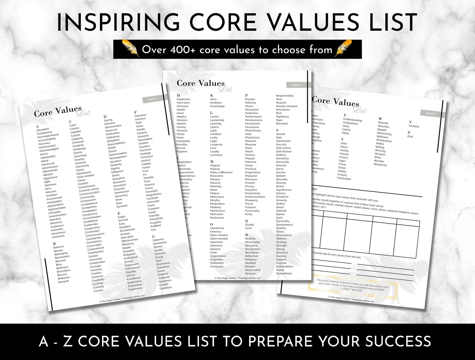 Personal Core Value Worksheets Instant Download Printable PDF - Etsy