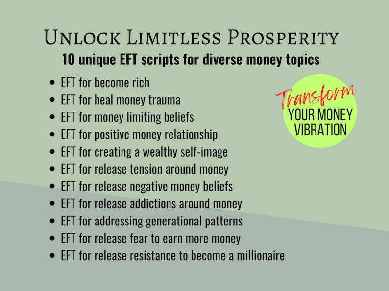 EFT Tapping Scripts Printable PDF Money Positive Affirmations Money ...