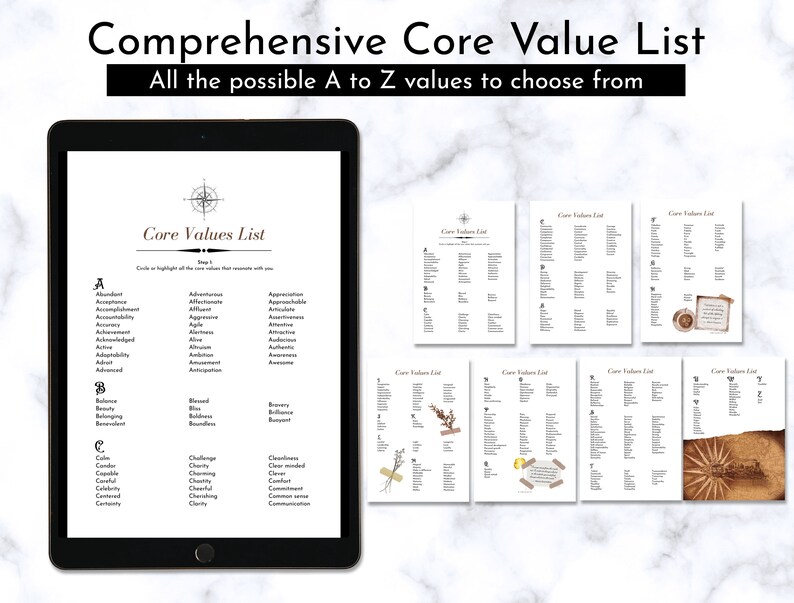Personal Core Value Digital Workbook Instant Download | Etsy