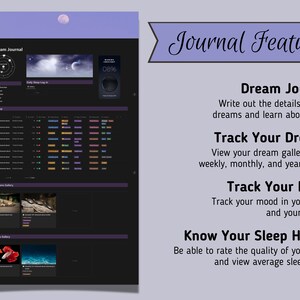 Violet Moon Notion Sleep Tracker Notion Dream Journal Notion Template ...