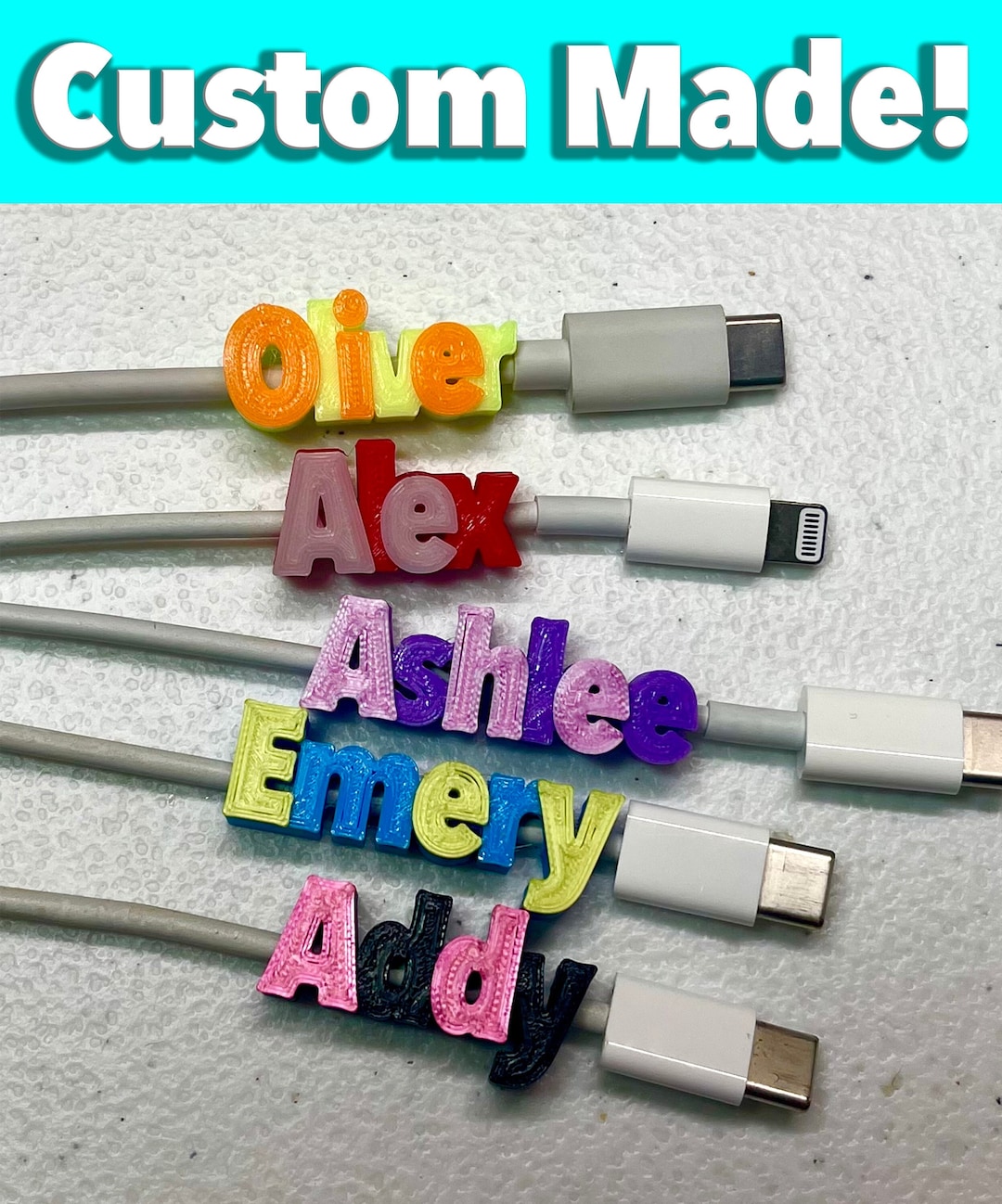 Personalized 3D Printed Cable Clip: Custom Two-color Name - Etsy