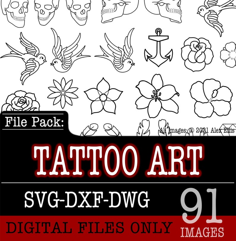 Versatile Tattoo Style SVG File Bundle for Cricut, 3D Printing and ...