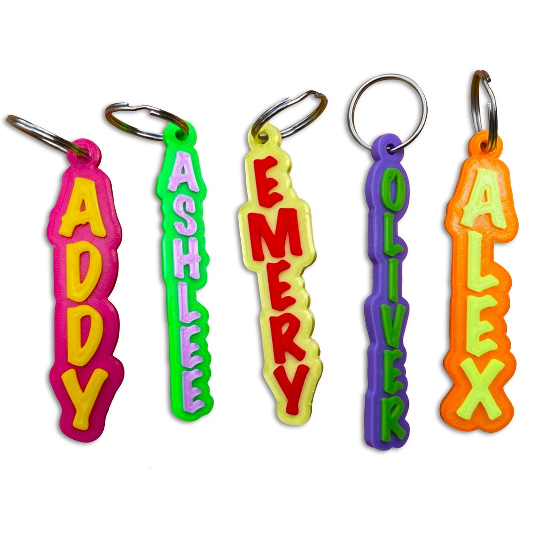 Custom 3D Printed Name Keychain: Personalized Vertical Lettering - Etsy