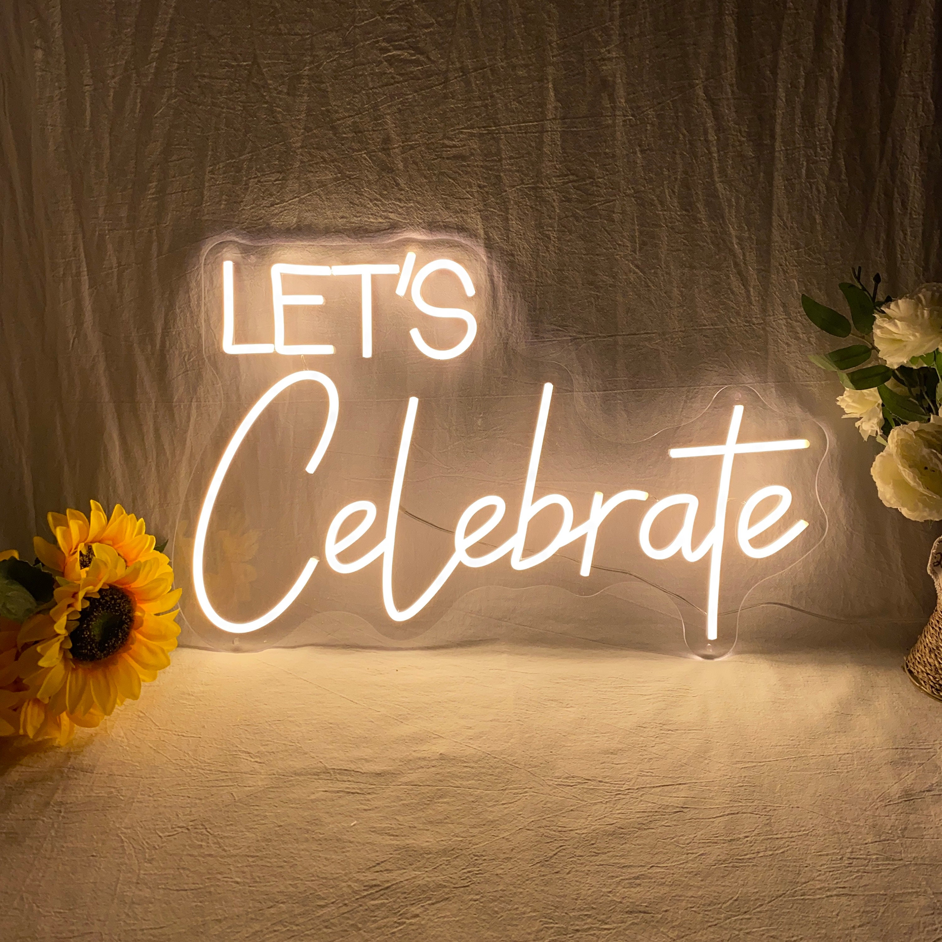Let's Celebrate Neon Sign, Wedding Sign Happy Birthday Party Neon Sign ...