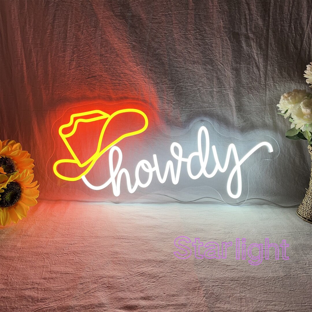 Howdy Neon Sign, Cowboy Themed Party Sign, Western Cowboy Led Sign ...
