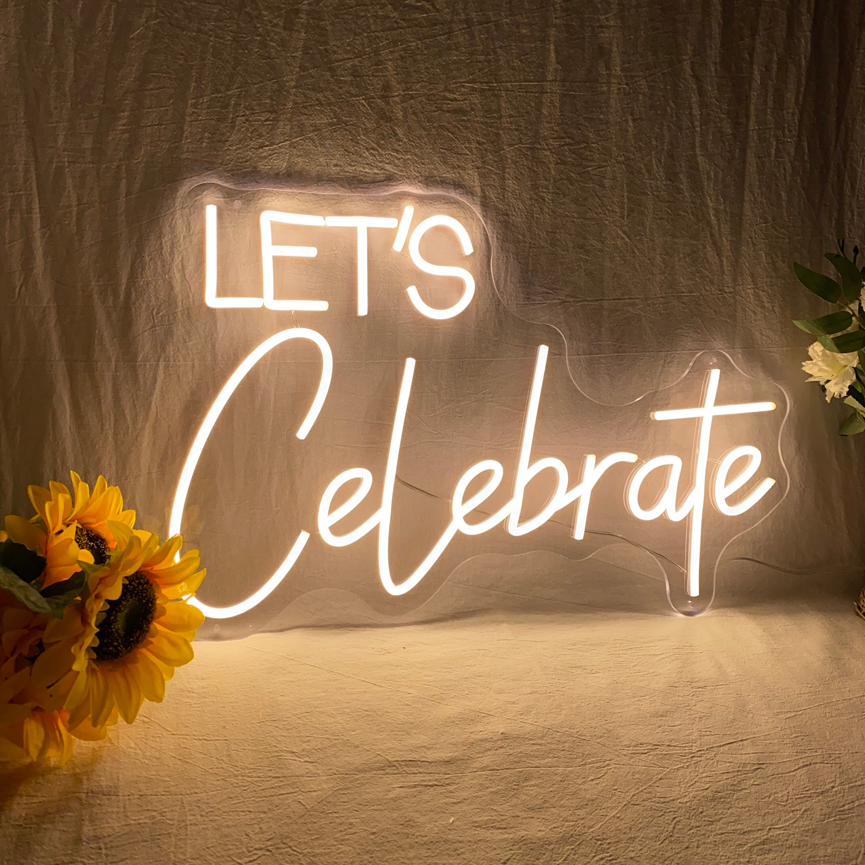 Let's Celebrate Neon Sign, Wedding Sign Happy Birthday Party Neon Sign ...