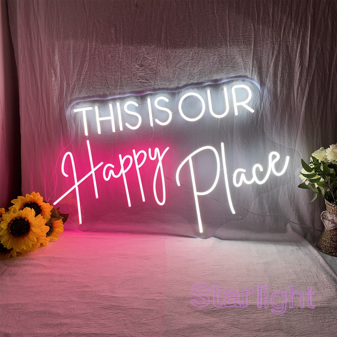 This is Our Happy Place Neon Sign, Bedroom Living Room Neon Wall ...
