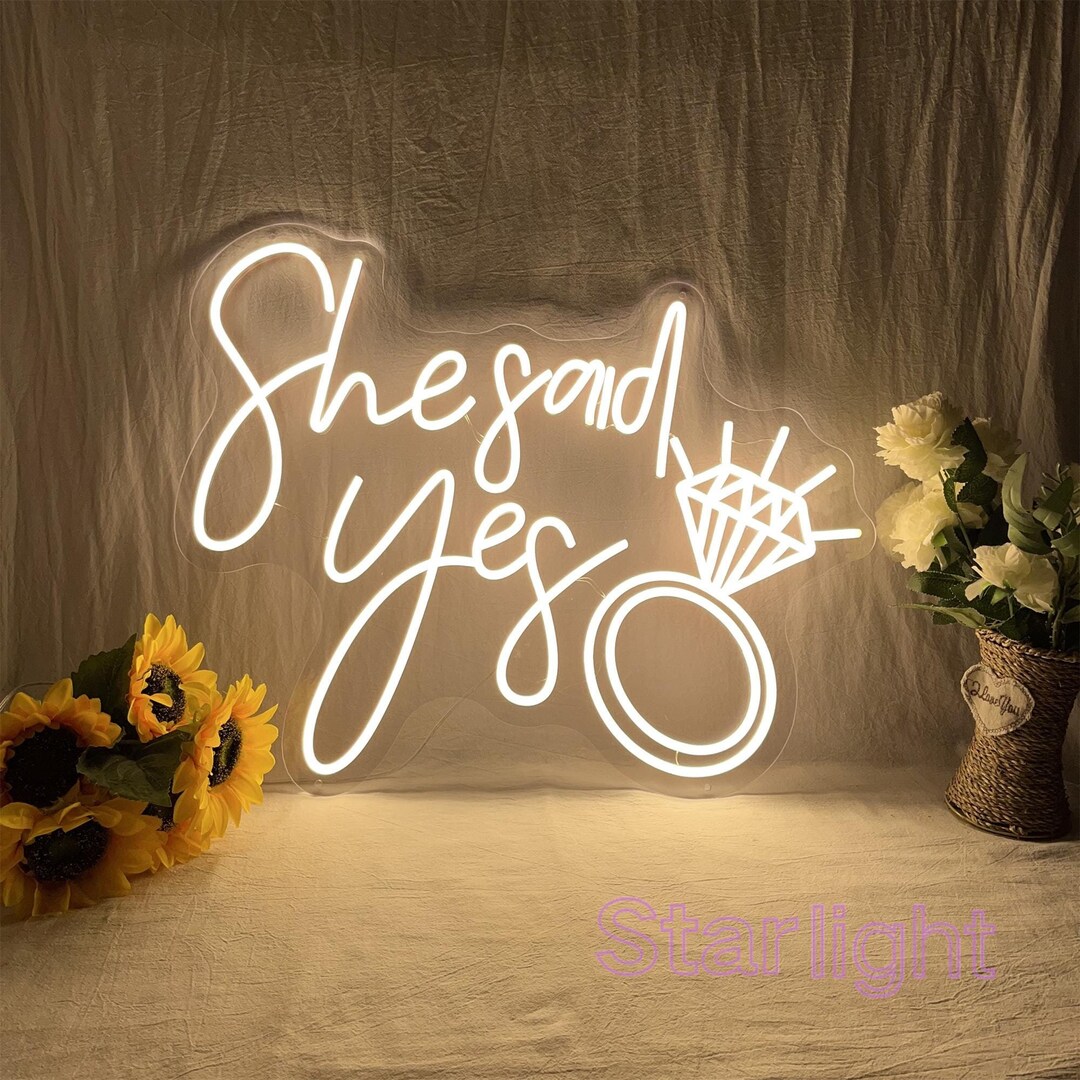 She Said Yes Neon Sign Custom Ring Wedding Neon Signs Engagement ...