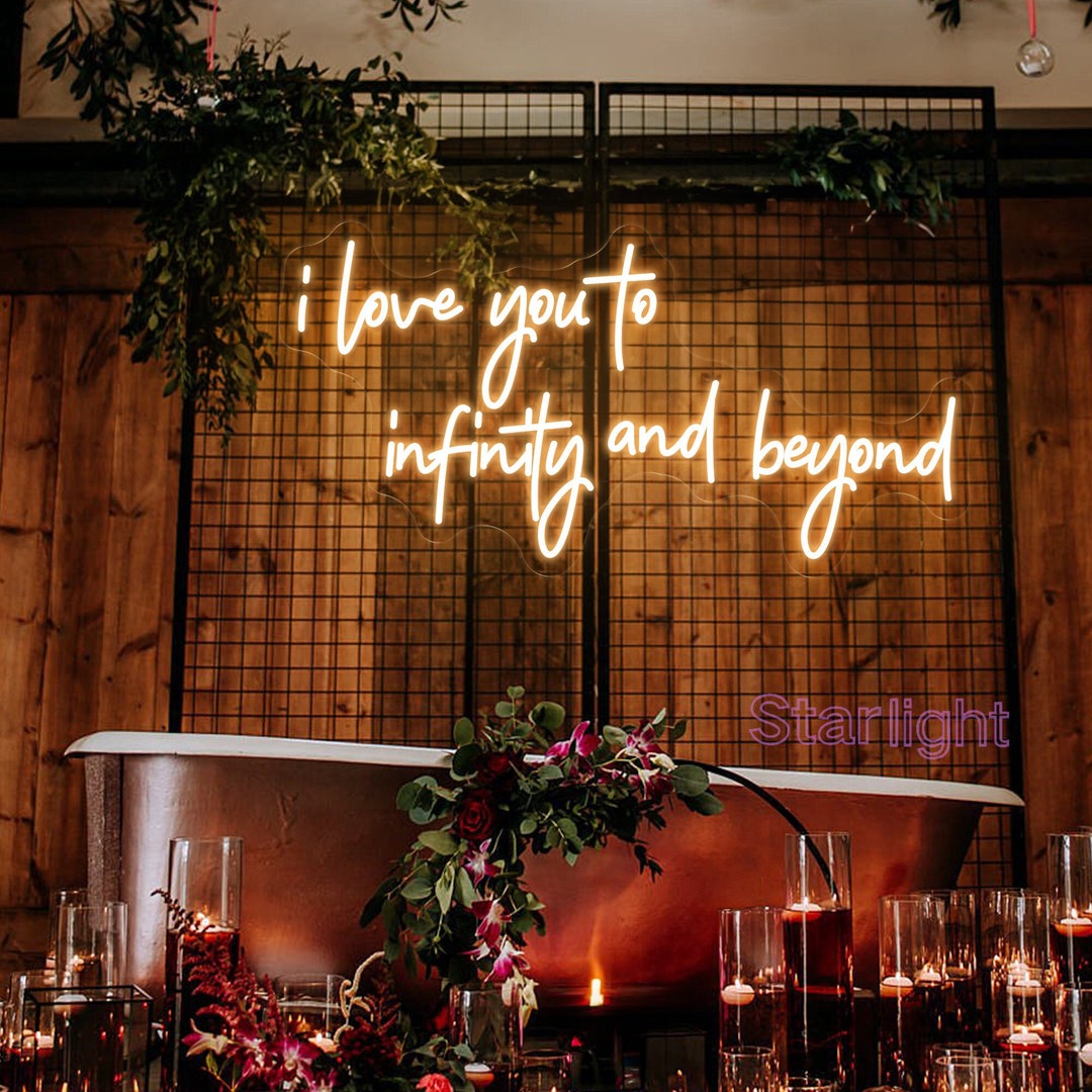 I Love You to Infinity and Beyond Neon Sign, Custom Wedding Engagement ...