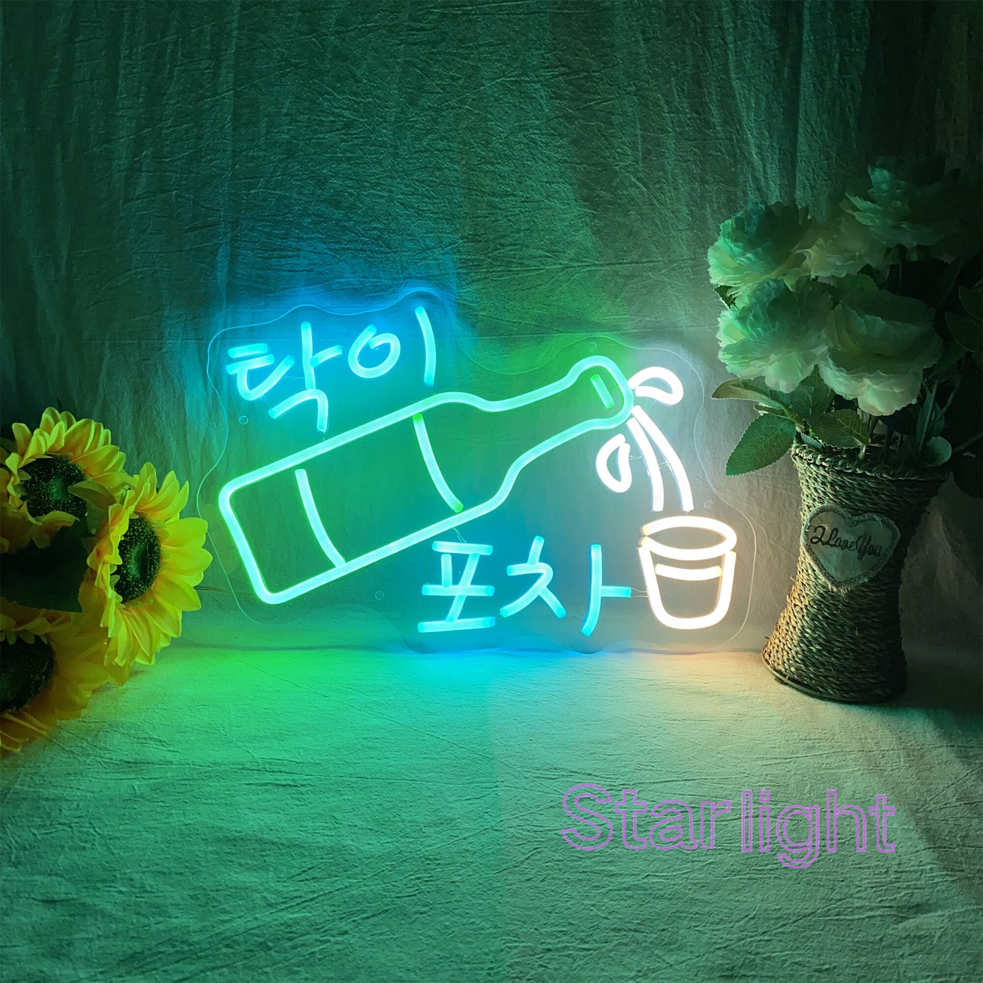 Korean Soju Neon Sign, Soju Glass Shot Neon Light, Korean Soju Wall ...